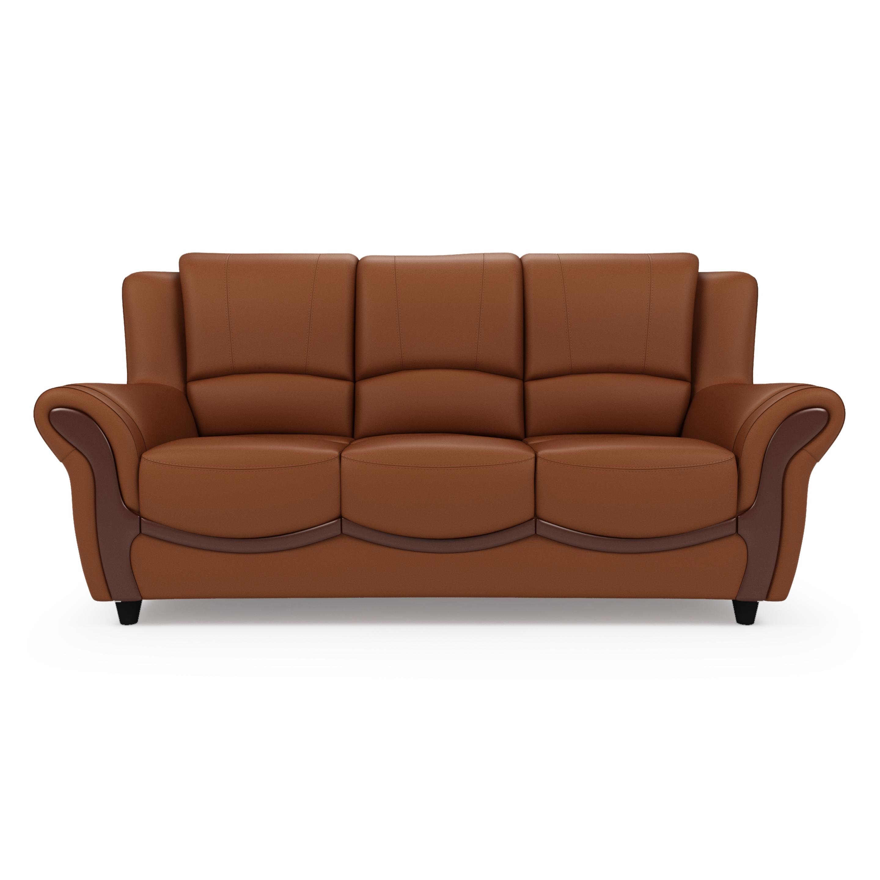 Buy Blos Three Seater Cinnamon Brown Leatherette Sofa at Durian