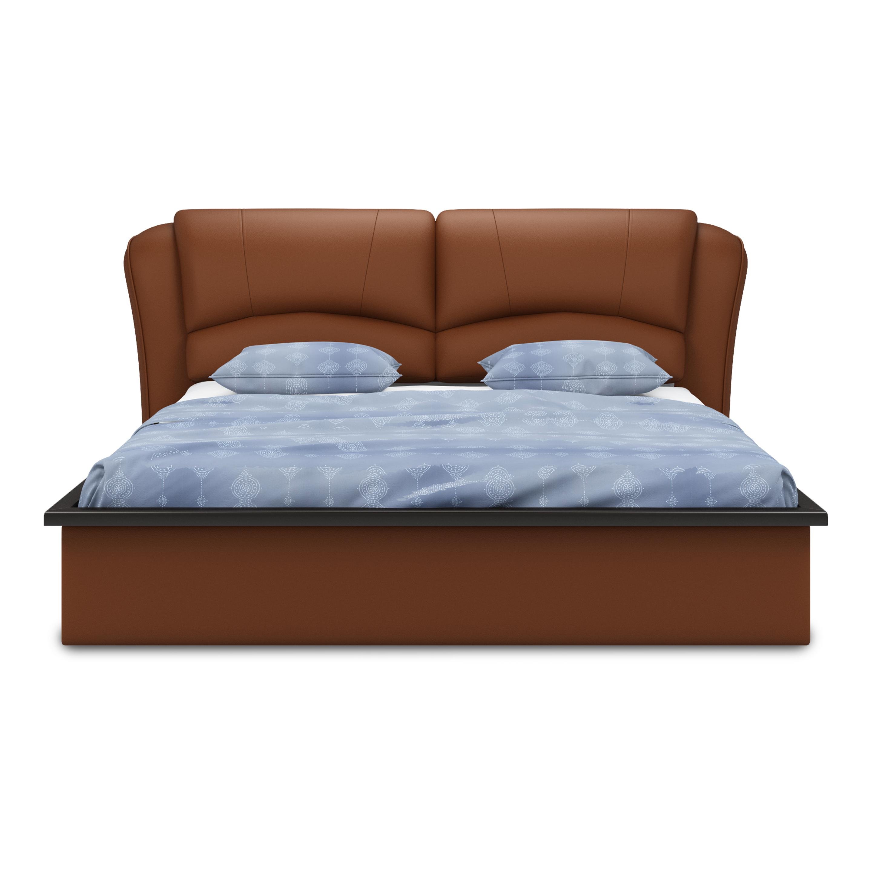 Buy Winston Cinnamon Brown Leatherette King Size Bed Online @Durian