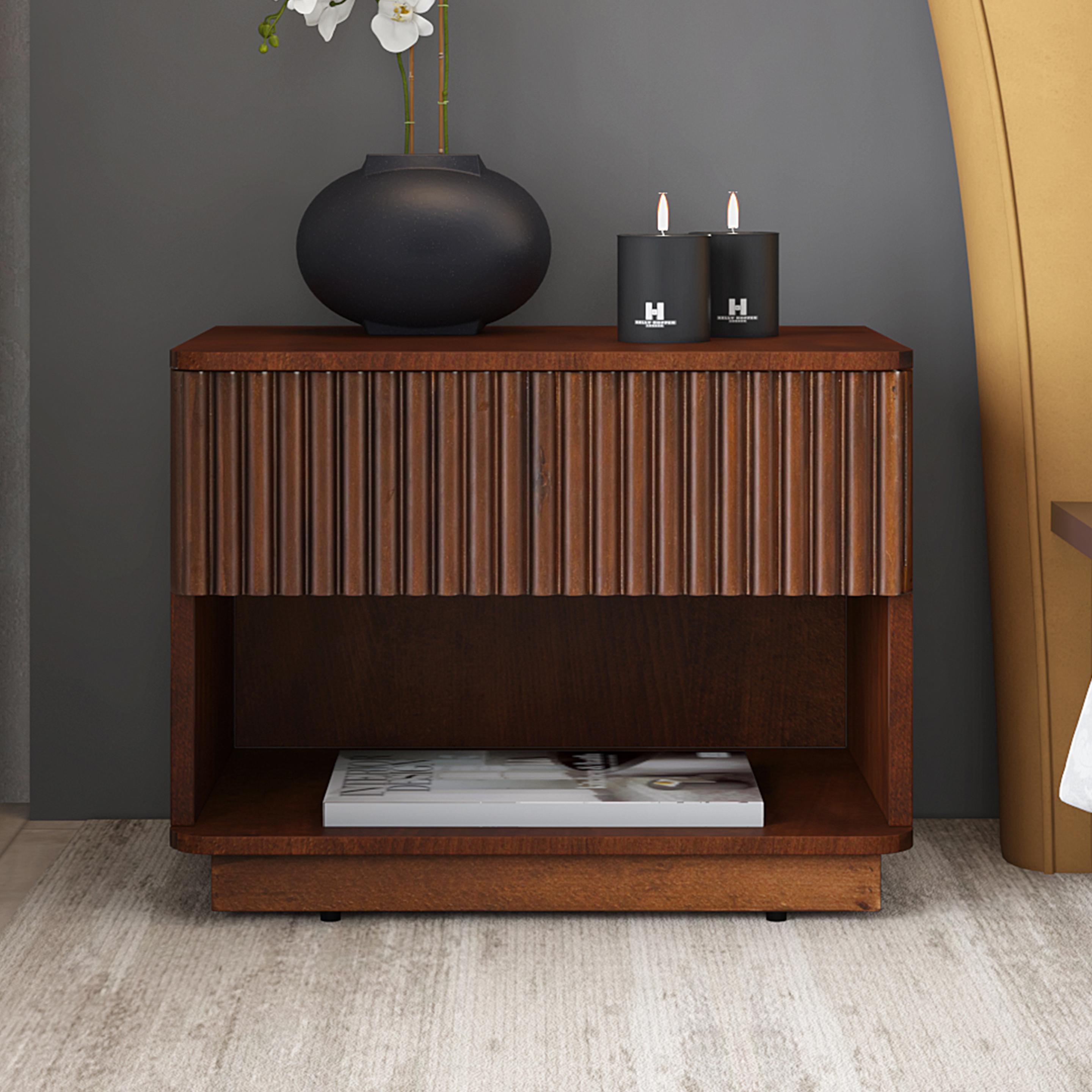 Buy Antonio Walnut Brown Veneer Bedside Table Online at Durian