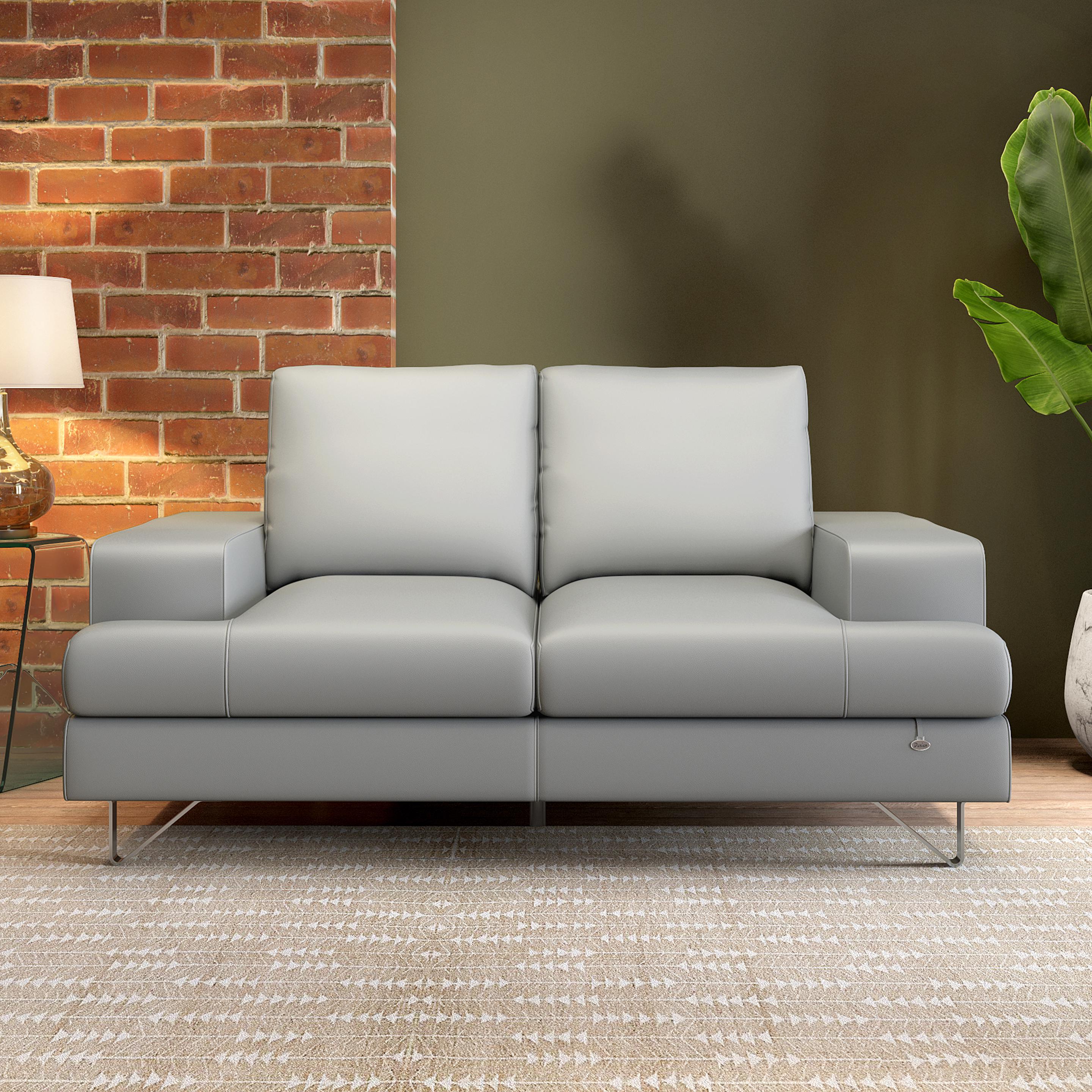 Buy Benjamin Two Seater Smoke Grey Leatherette Sofa at Durian