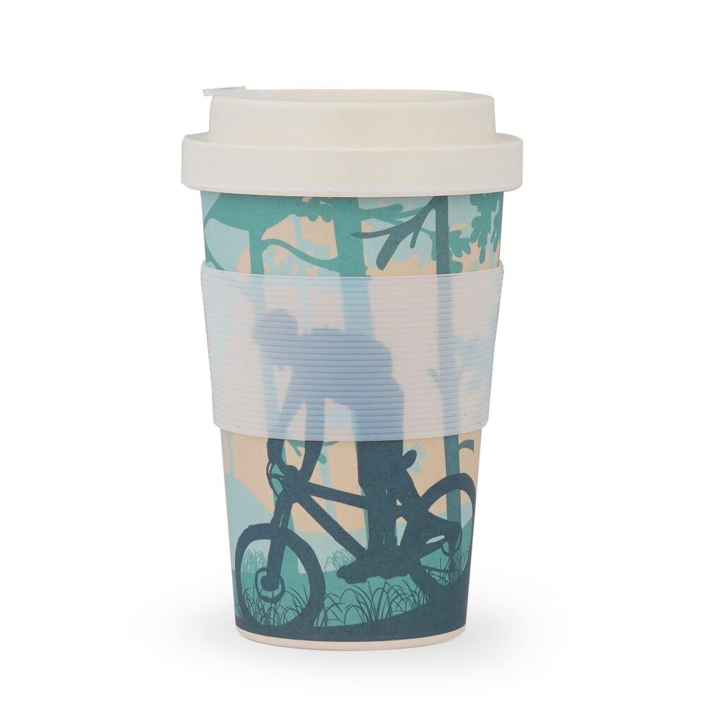 Eco-Friendly Bamboo Fibre Travel Reusable Coffee Mug with lid 400 Ml ...