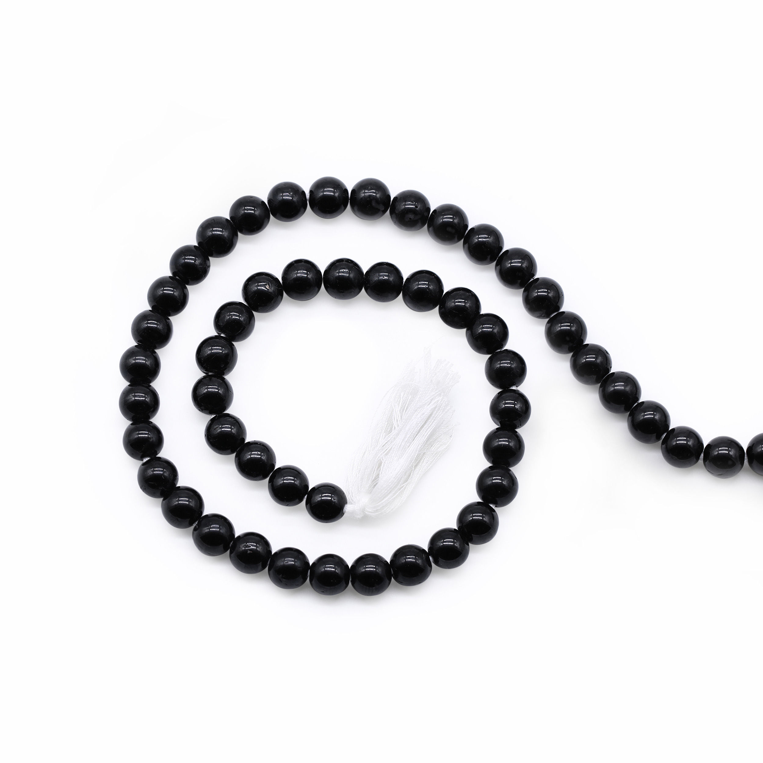 Black Tourmaline 7.50mm to 8mm Round Smooth Beads (16 Inch)