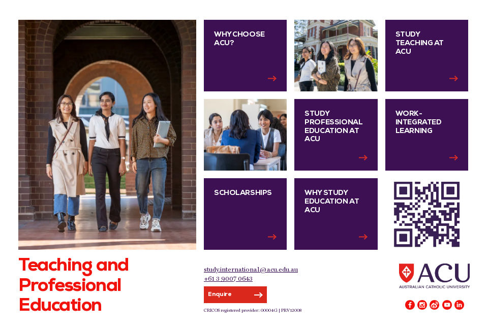 Key study areas / ACU Teaching and Professional Education