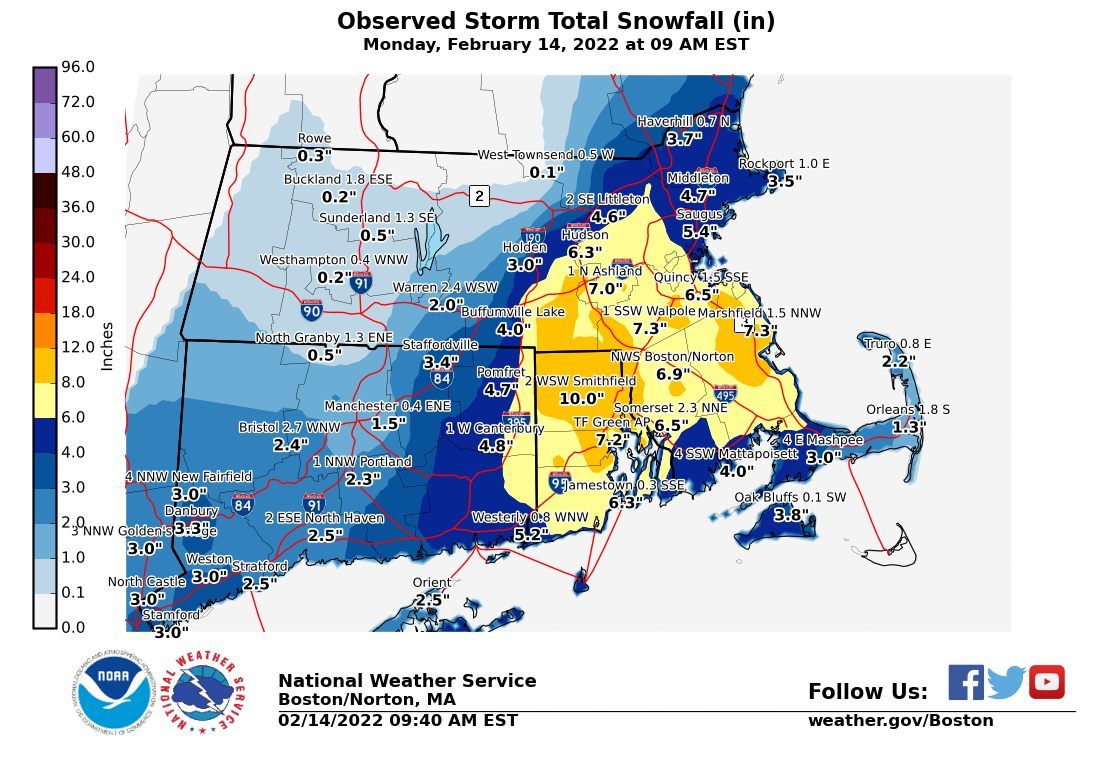 Providence area gets more than 10 inches of snow after mild temperatures