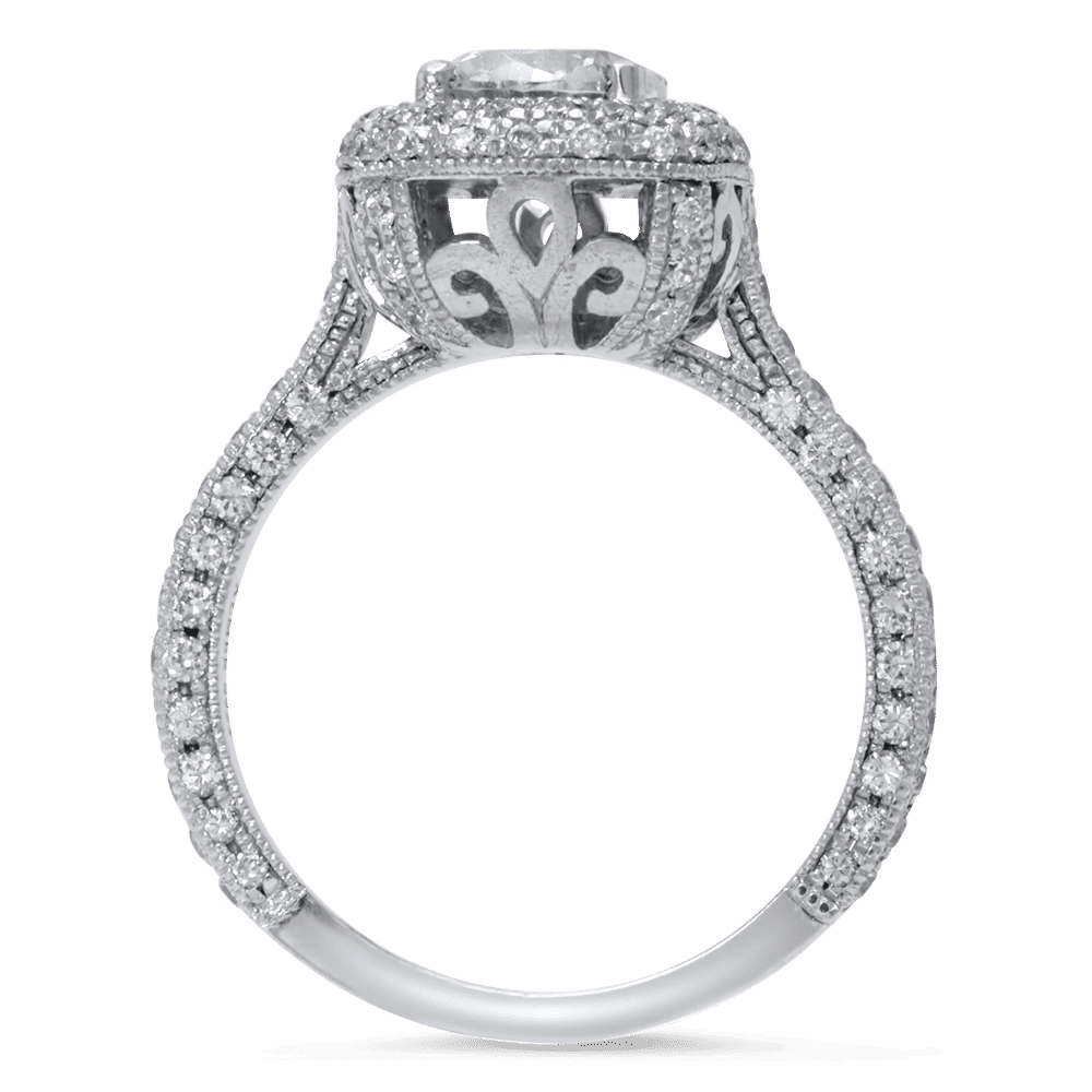 Halo Pave Bezel- Set Engagement Ring - Engagestudio