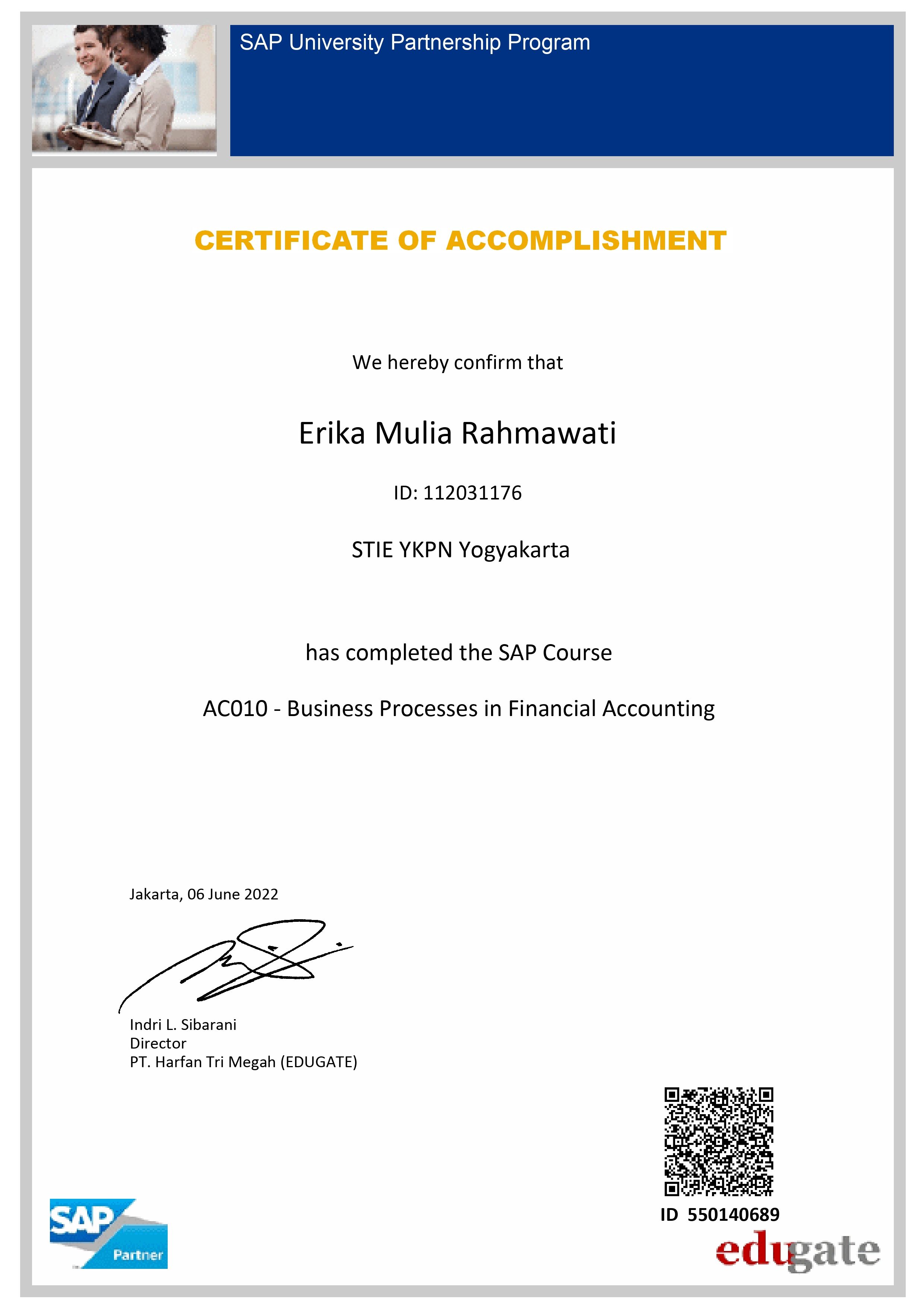 Erika Mulia Rahmawati - Bachelor of Accounting from STIE YKPN Bussines ...