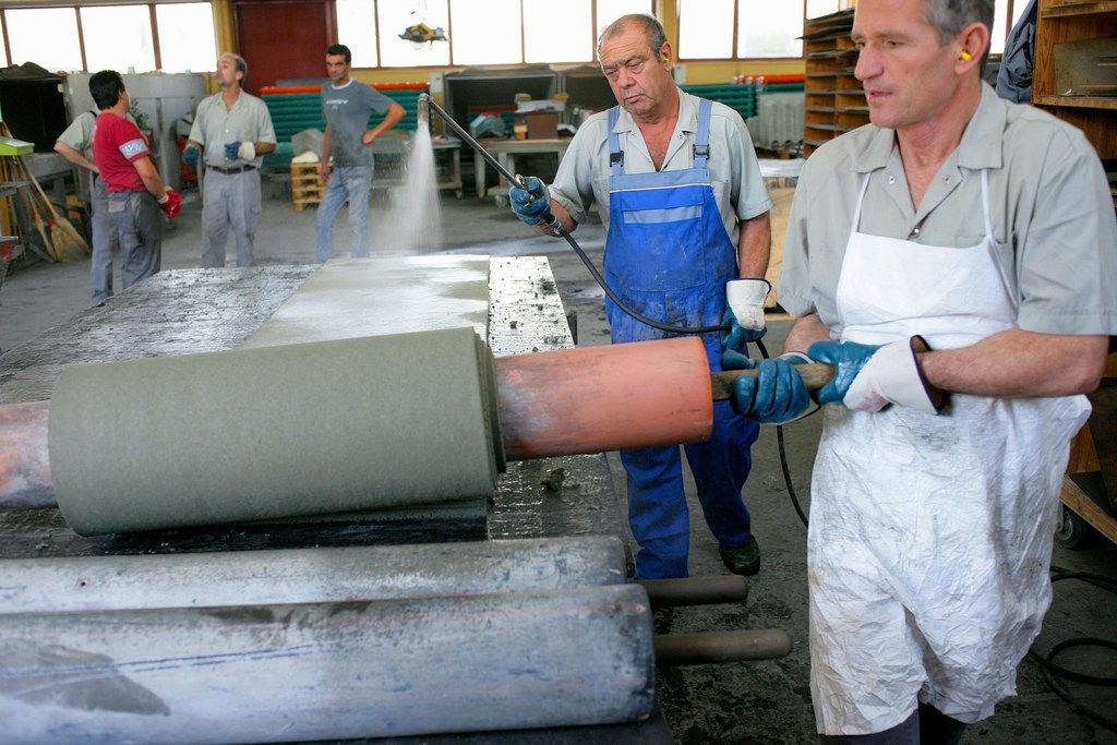 Fibre reinforced cement seating - the production process | IOTA