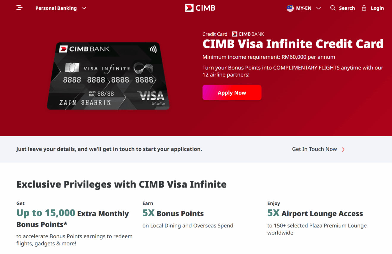 Visa Infinite Cards with No Annual Fees | MalaysianPF.com