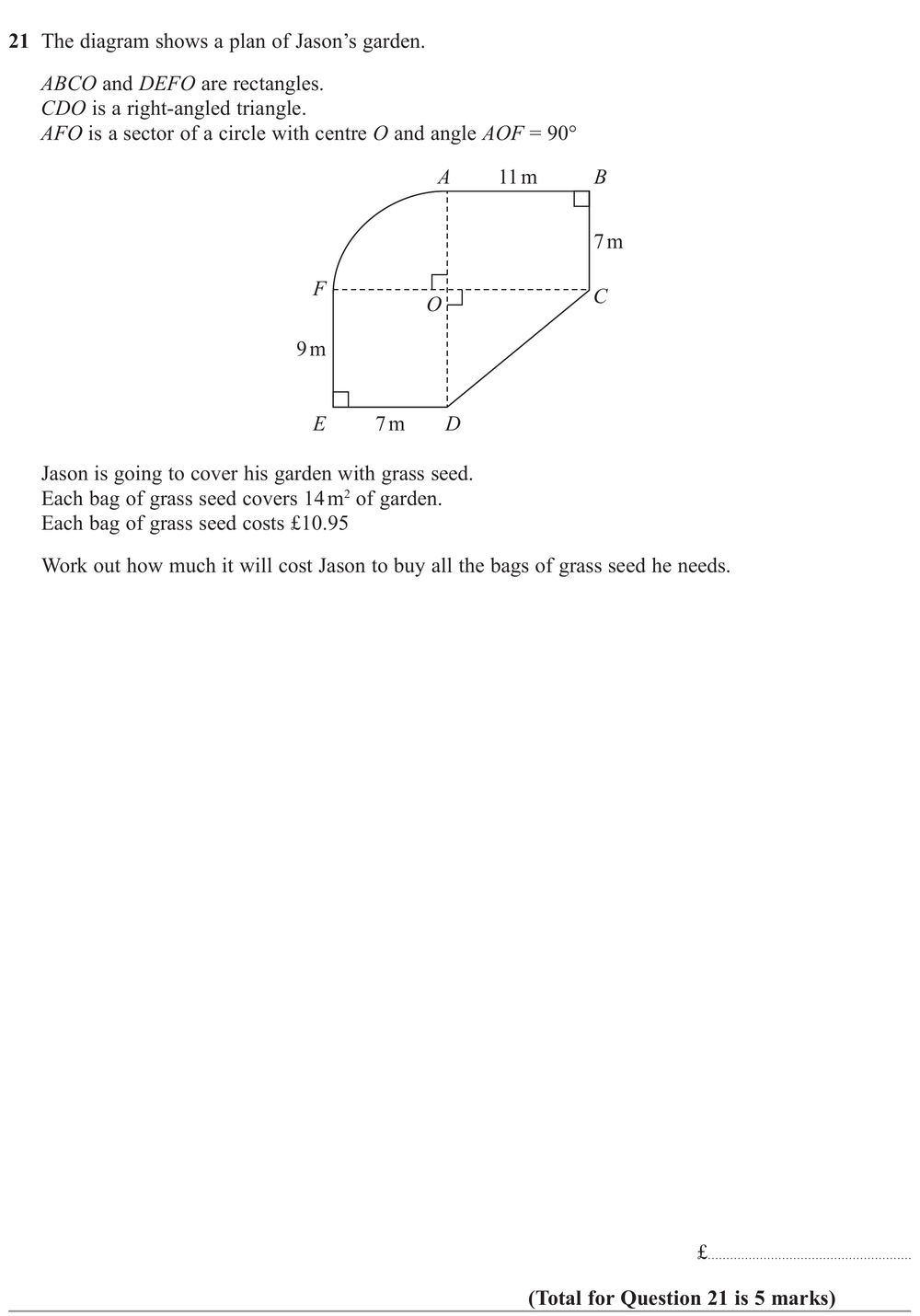 ExamQ: GCSE Maths - Foundation - Autumn 2022 - Paper 2 - Question 21