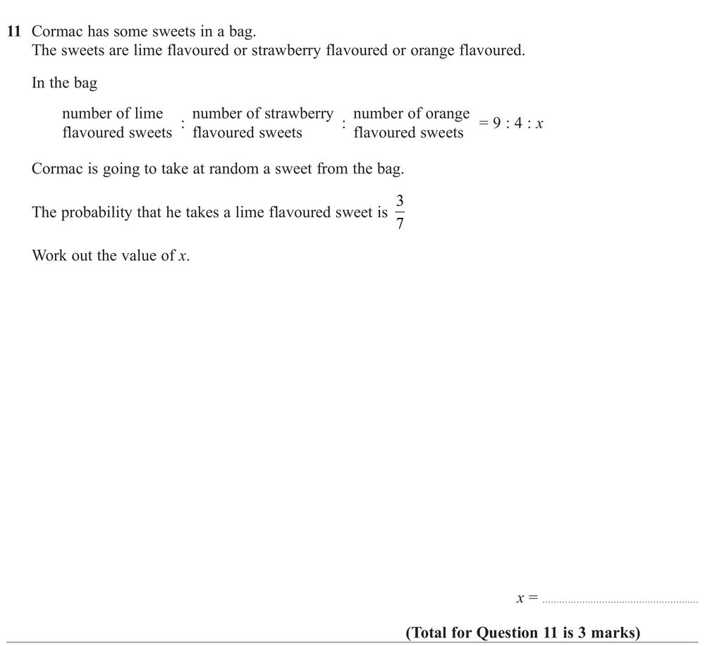 ExamQ: GCSE Maths - Higher - Summer 2022 - Paper 1 - Question 11