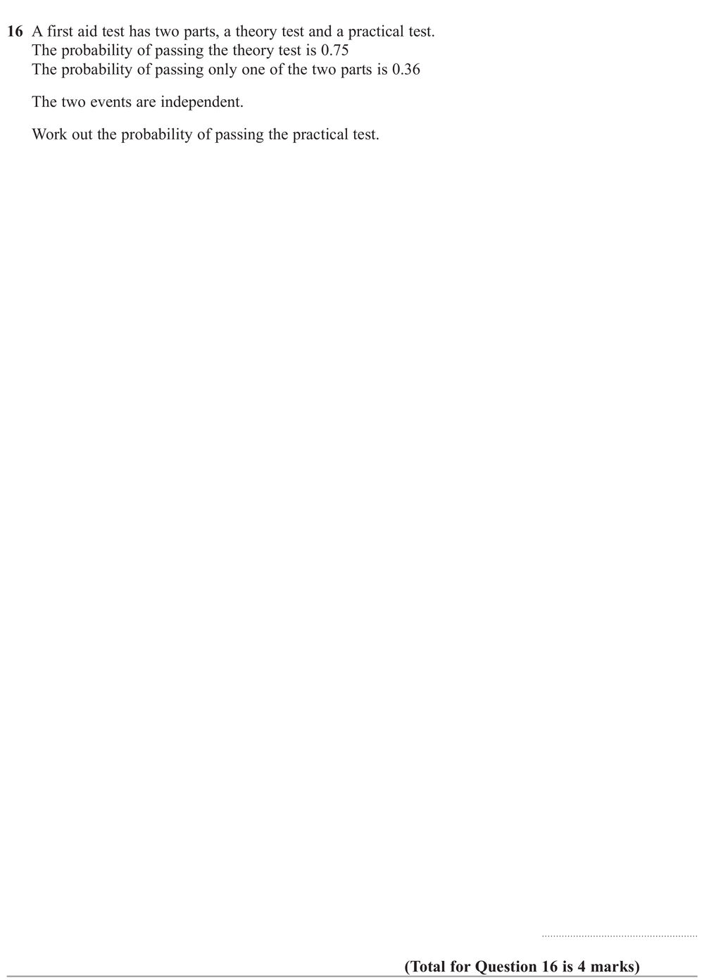ExamQ: GCSE Maths - Higher - Summer 2022 - Paper 1 - Question 16