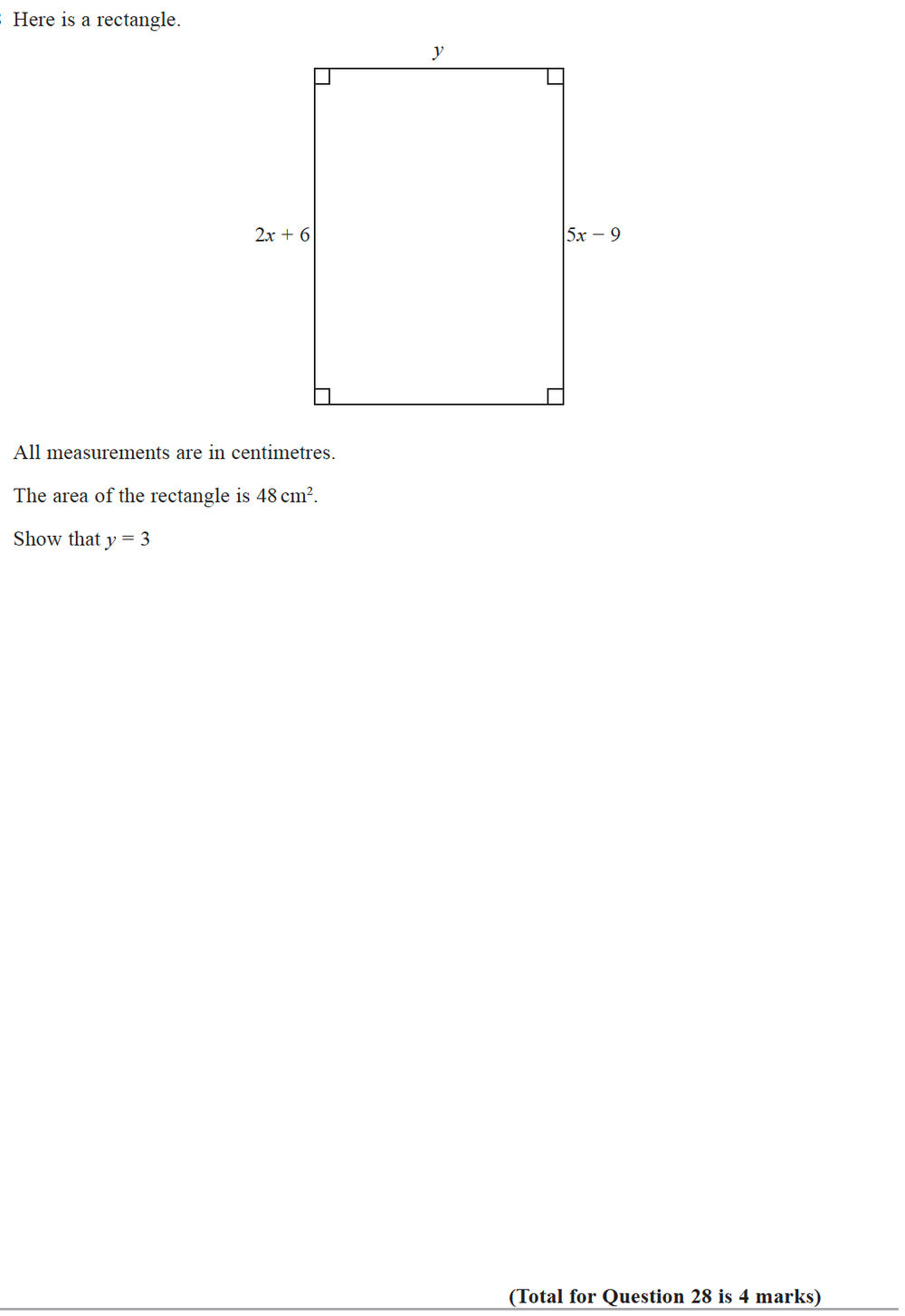 ExamQ: GCSE Maths - Foundation - Autumn 2017 - Paper 1 - Question 28