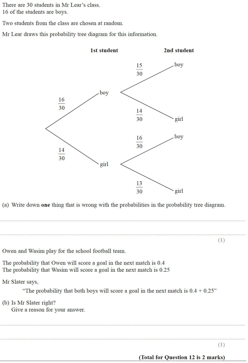 ExamQ: GCSE Maths - Higher - Summer 2017 - Paper 2 - Question 12