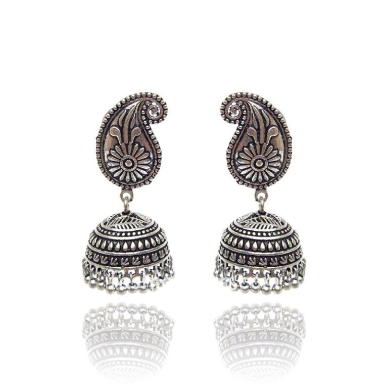 Grey Traditional Jhumka Earring for Wedding | FashionCrab.com