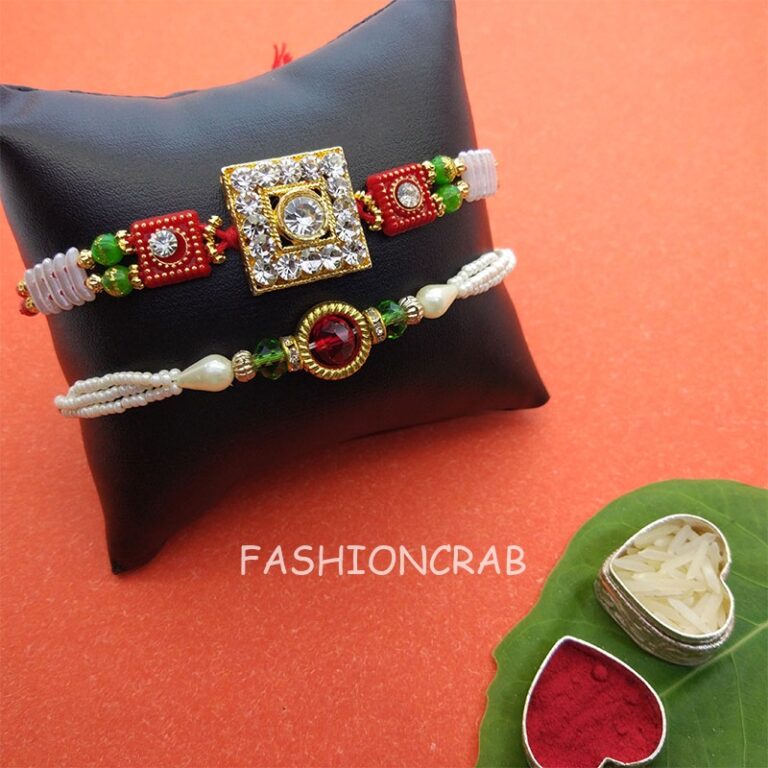 Crystal Designer Rakhi Set of 2 | FashionCrab.com
