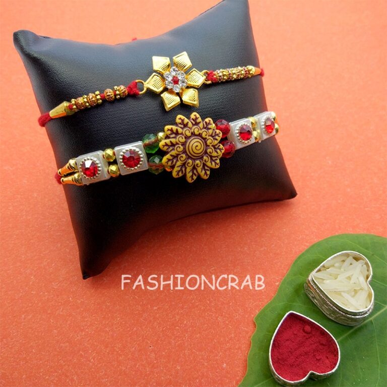 Floral Designer Rakhi Set of 2 | FashionCrab.com