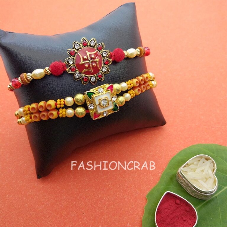 Set of 2 Swastik and Designer Rakhi | FashionCrab.com