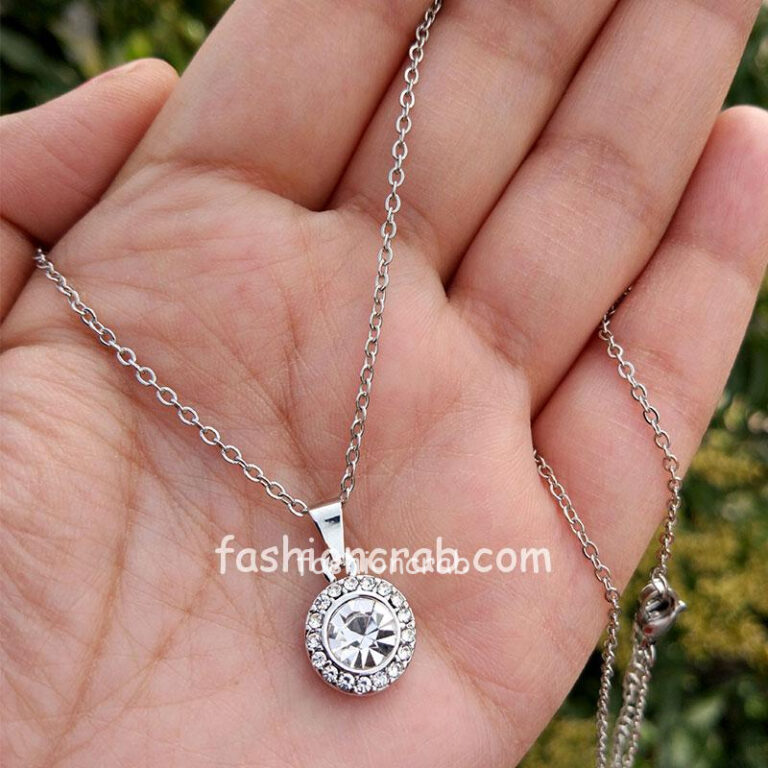 Silver Colour Round Pendant Chain for Girls | FashionCrab.com