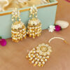 Jadau Pipal Patti Jhumka with Tikka Set | FashionCrab.com