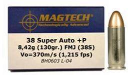 MagTech Handgun Ammunition .38 Super (+P) 130 gr FMJ 1215 fps 50/box ...