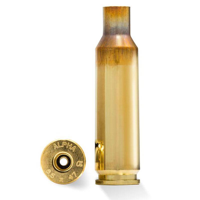 Alpha Munitions Unprimed Brass 6.5×47 - 100/ct - Feather Arms