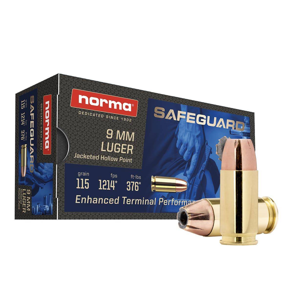 Norma Safeguard Handgun Ammunition 9mm Luger 115gr Jhp 1214 Fps 50/ct ...