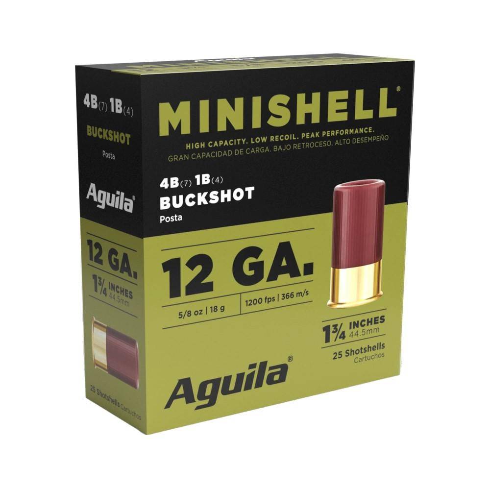 Aguila Minishell Shotshells 12ga 1-3/4 5/8oz 1200fps #1 Buck 25/ct ...