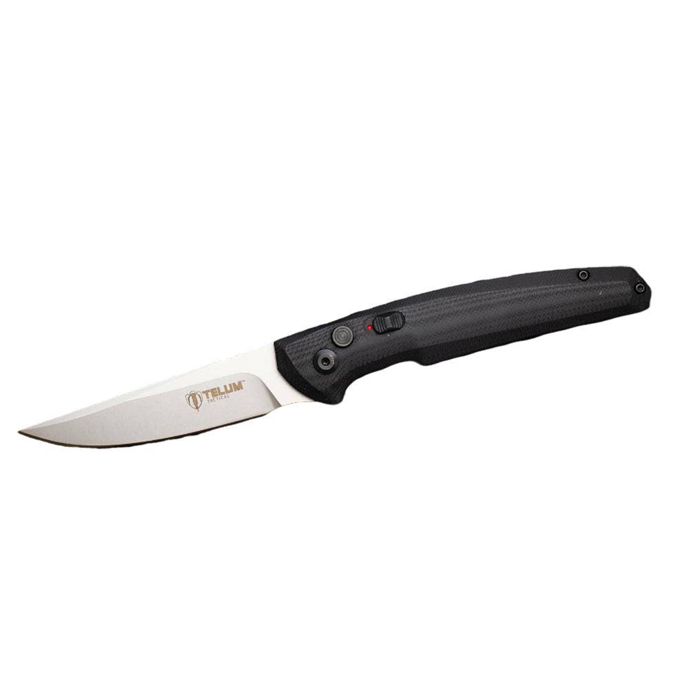 Telum Glaive Tactical Automatic Folding Knife 4″ Drop Point Blade Black ...
