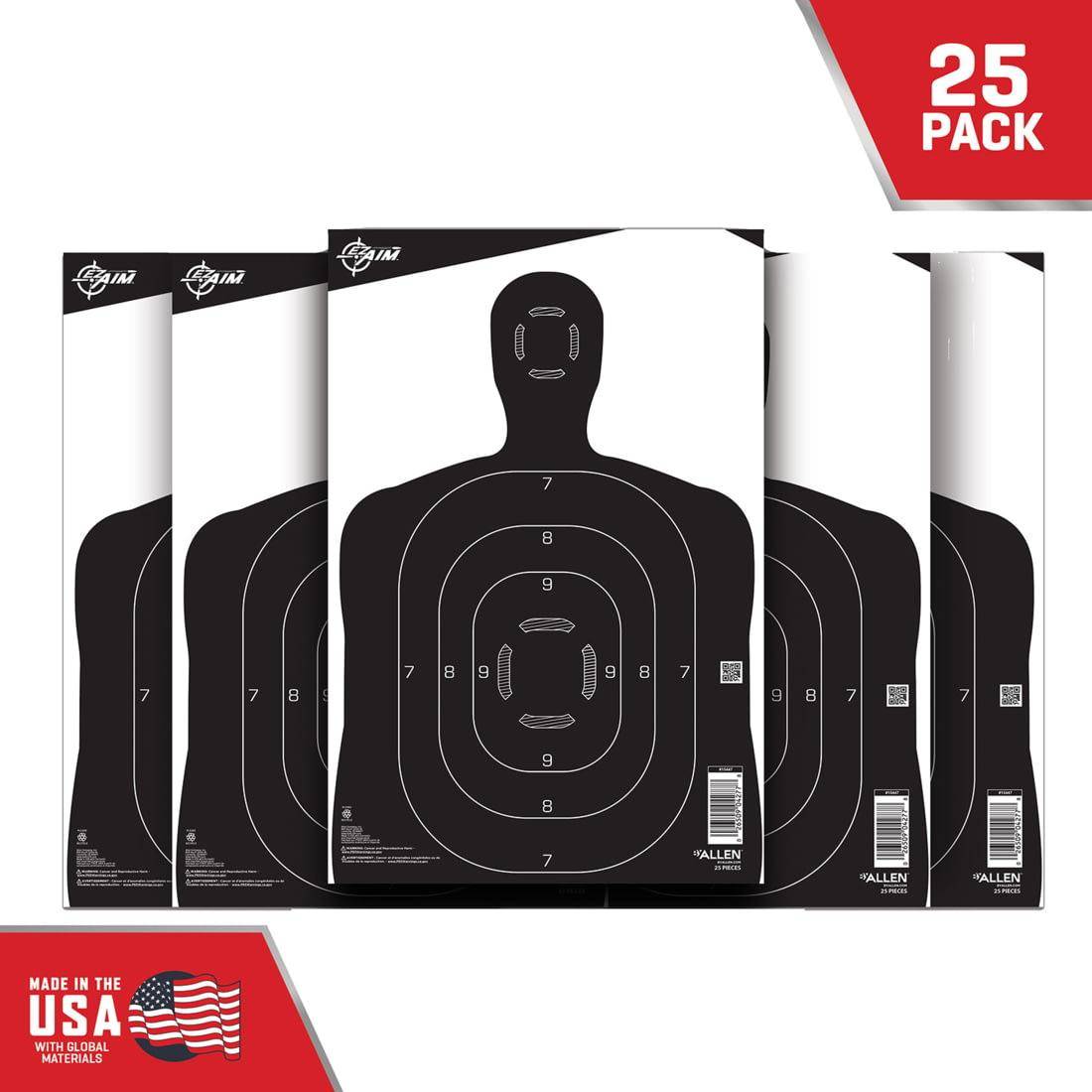 Allen EZ Aim Paper Silhouette Target 12×18 Black & White 25 Pack ...