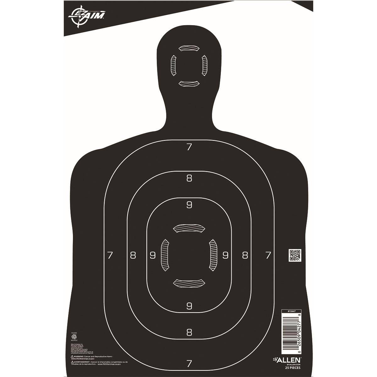 Allen EZ Aim Paper Silhouette Target 12×18 Black & White 25 Pack ...
