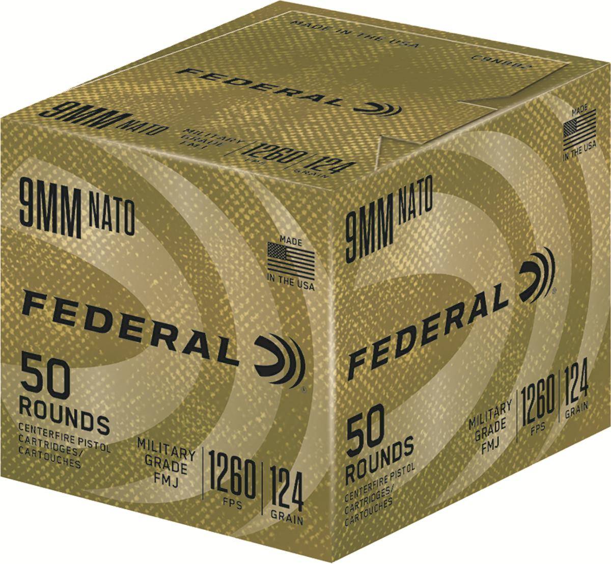 Federal NATO Military Grade Ball Handgun Ammunition 9mm Luger 124 gr ...
