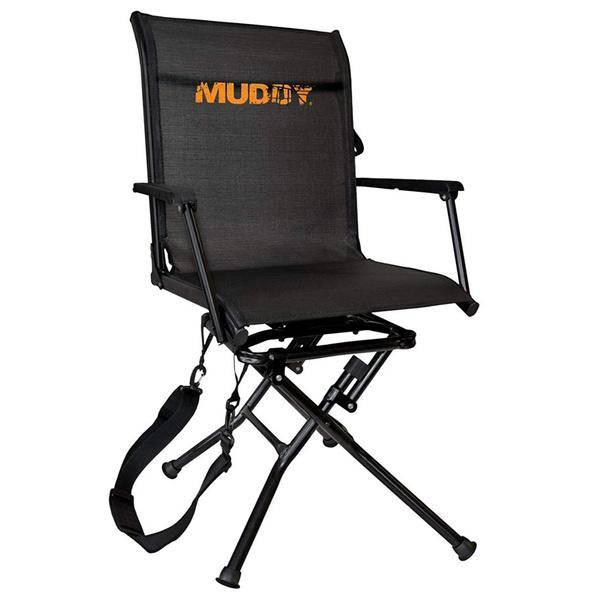 Muddy Outdoors Swivel-Ease Ground Seat With Adjustable Legs - Feather Arms