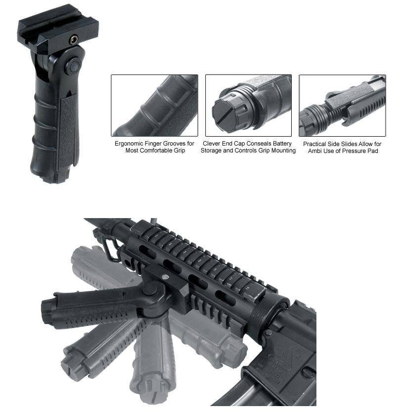 Leapers Ergonomic Ambidextrous 5-position Foldable Foregrip - Black - Feather Arms