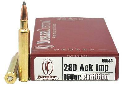 Nosler Trophy Grade Rifle Ammunition .280 Ackley Improved Nosler ...