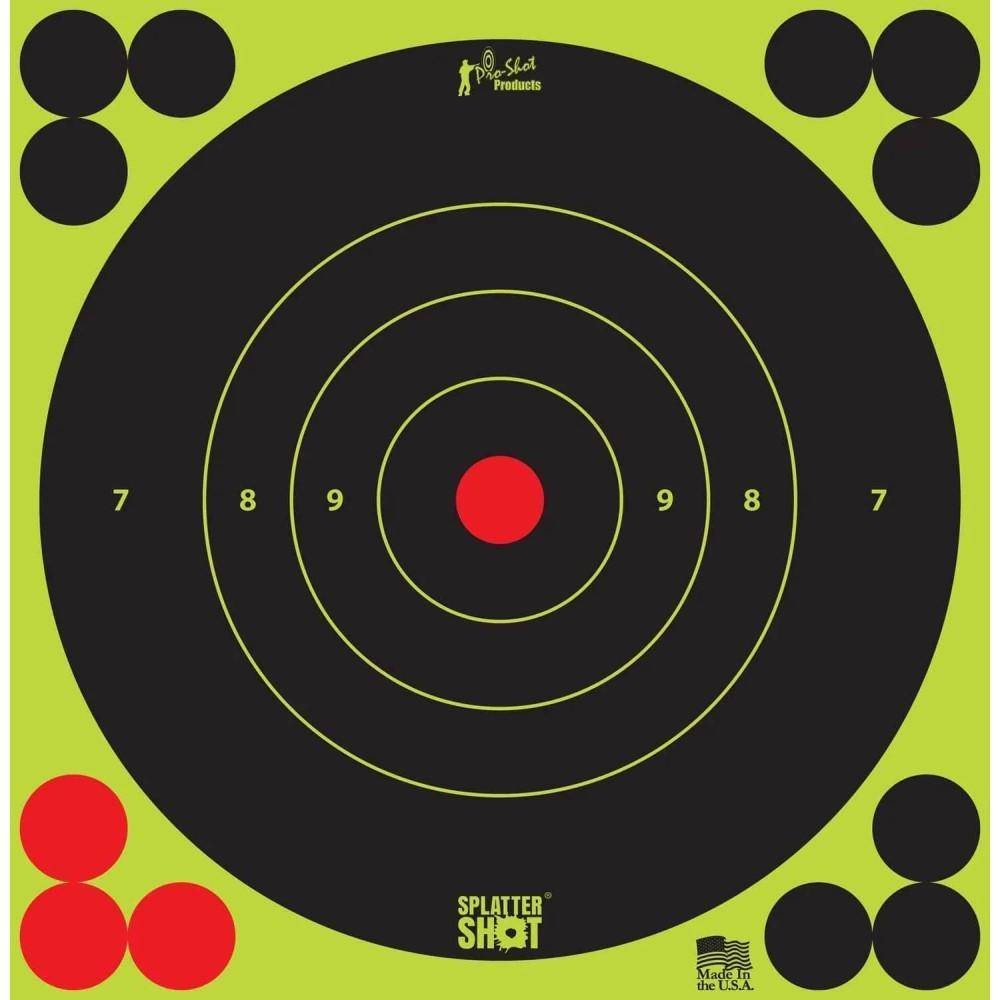 Pro-Shot 6″ SplatterShot Green Bullseye Targets 12/ct - Feather Arms