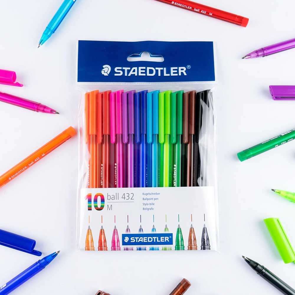 Staedtler Ballpoint Pens MPB10 Rainbow Stick | Pack of 10