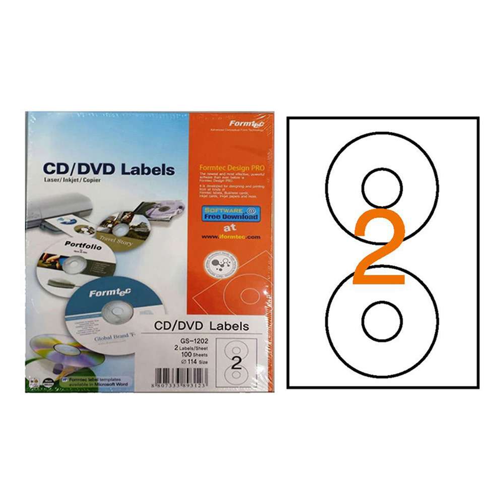 Formtec CD Label 114mm 41mm diameter Pack of 100 Sheets