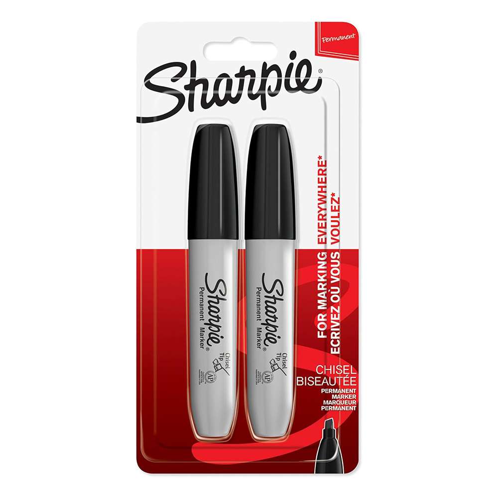 Sharpie Permanent Marker Chisel Tip, Black, Pack of 2 | UAE