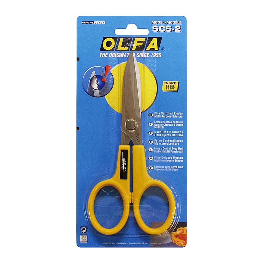 Olfa Stainless Steel Utility Scissor L Blade Silver & Yellow