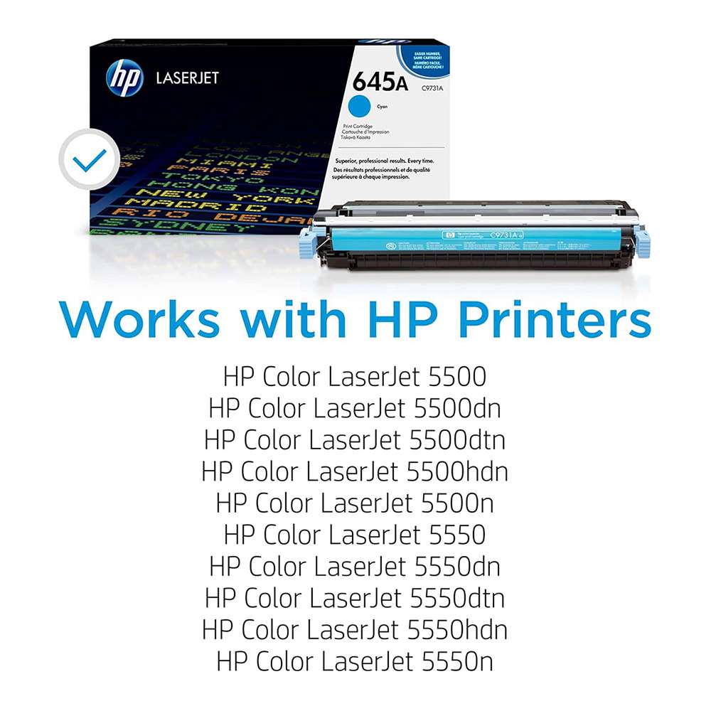 HP Original LaserJet Toner Cartridge, 645A Series | Cyan