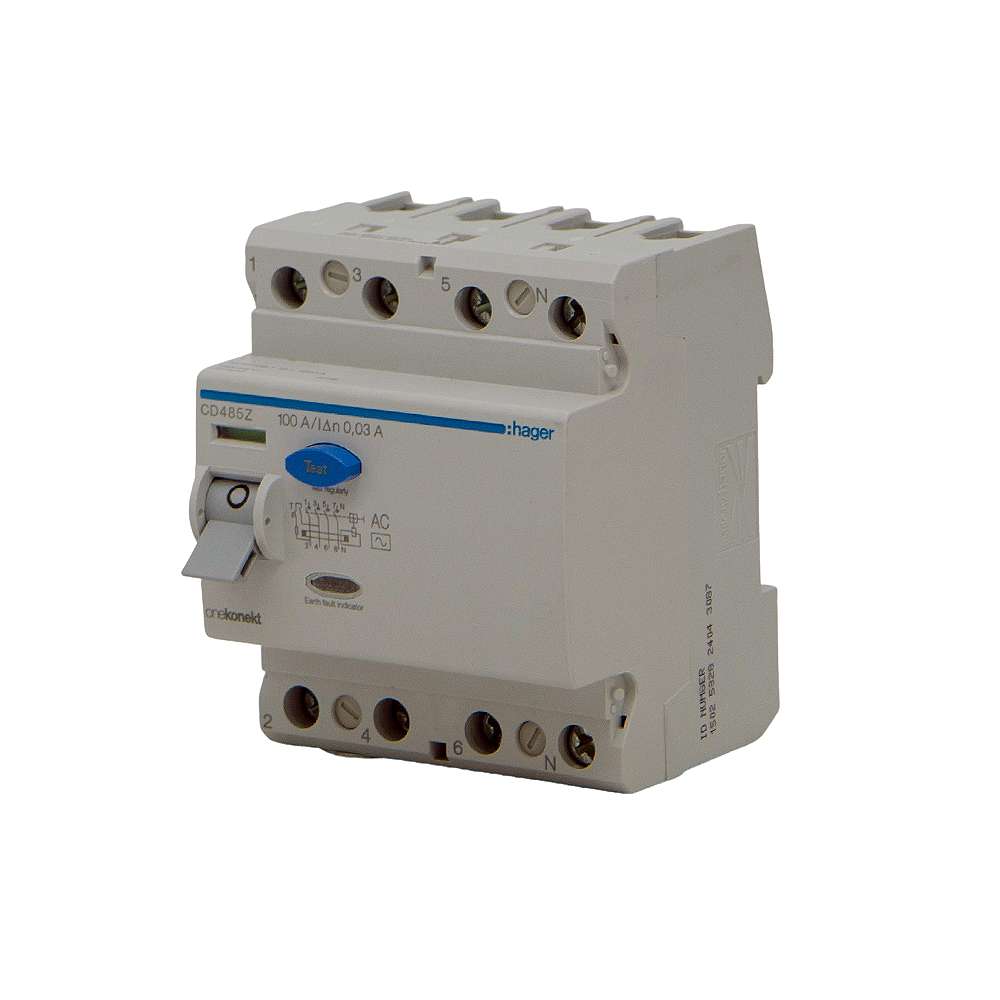 Hager Earth Leakage Circuit Breaker RCCB 63A 4P 100MA - Buy Online at ...