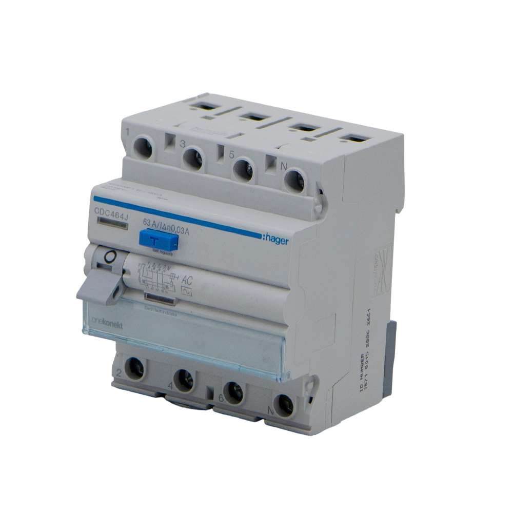 Hager Earth Leakage Circuit Breaker RCCB 63A 4P 100MA - Buy Online at ...