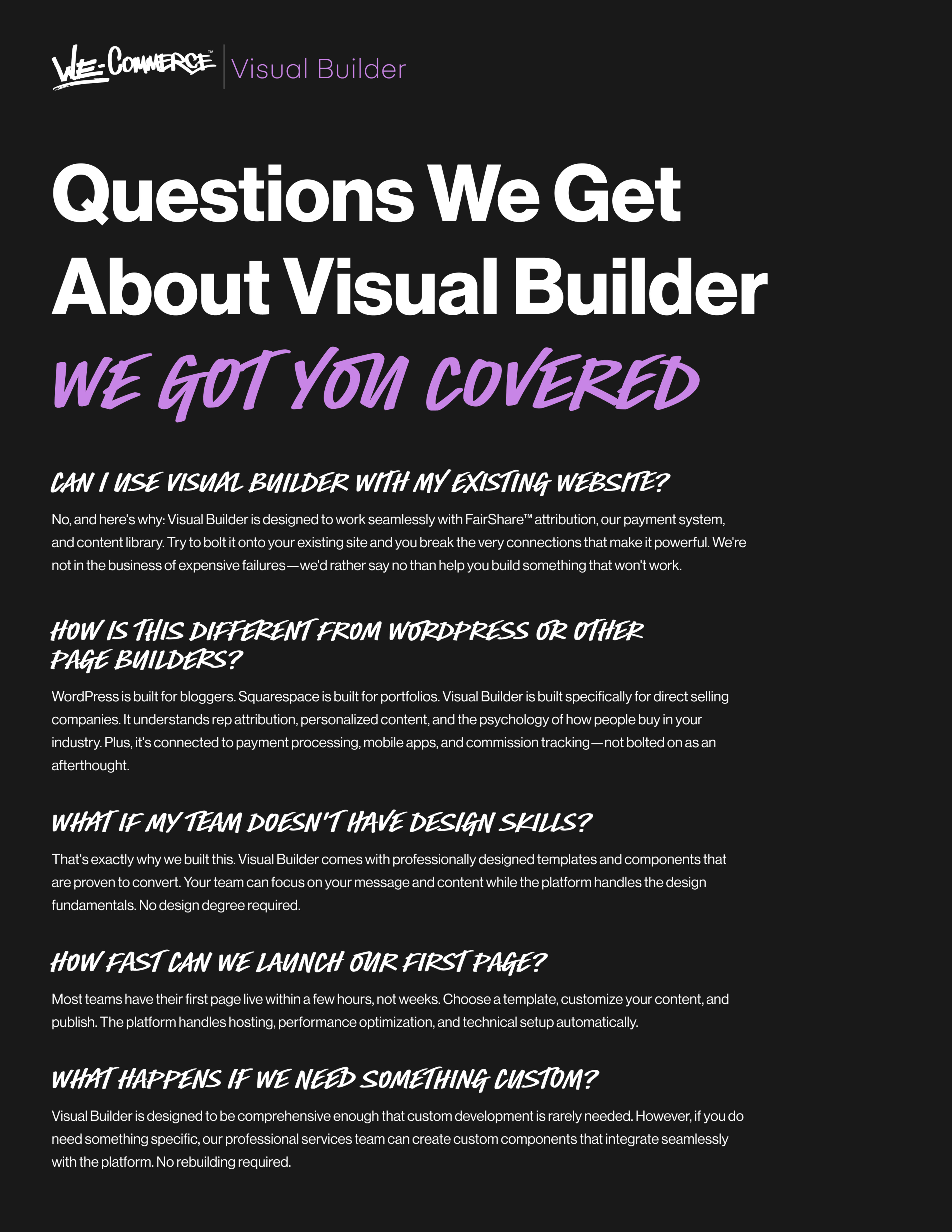 Visual Builder FAQ