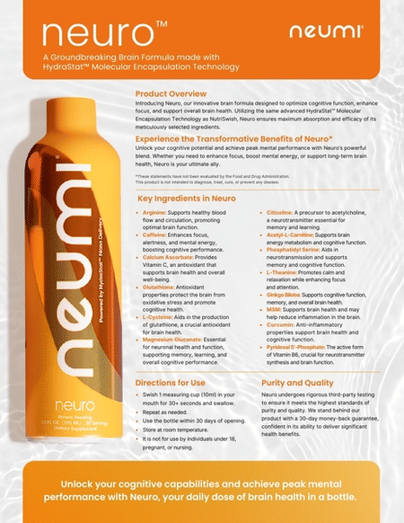 Neuro Product Information Sheet