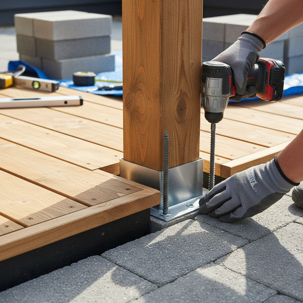 Smart Paver Post Base Install: Clean Deck Support