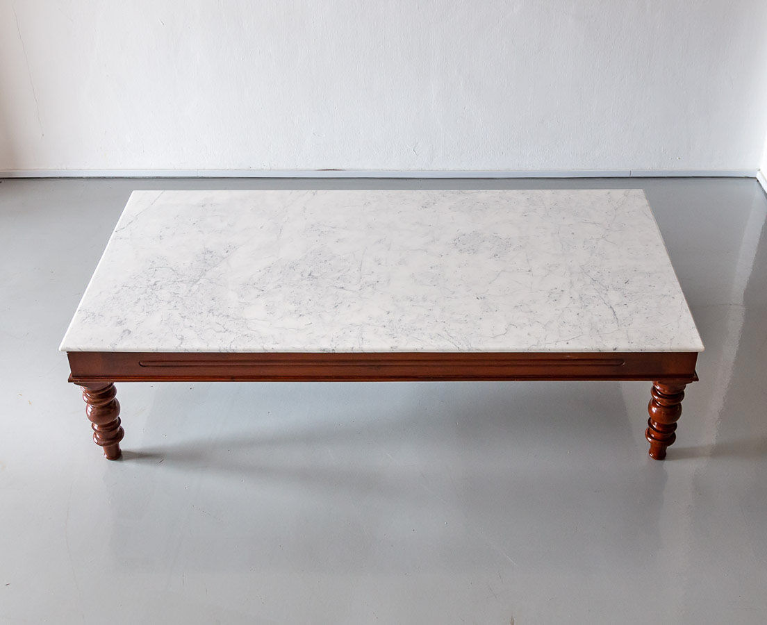 Antique British Colonial Coffee Table with Marble Top - The Past ...