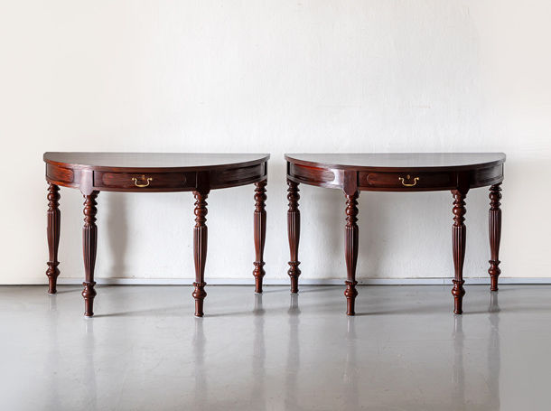 Antique British Colonial Half Moon Tables - The Past Perfect Collection