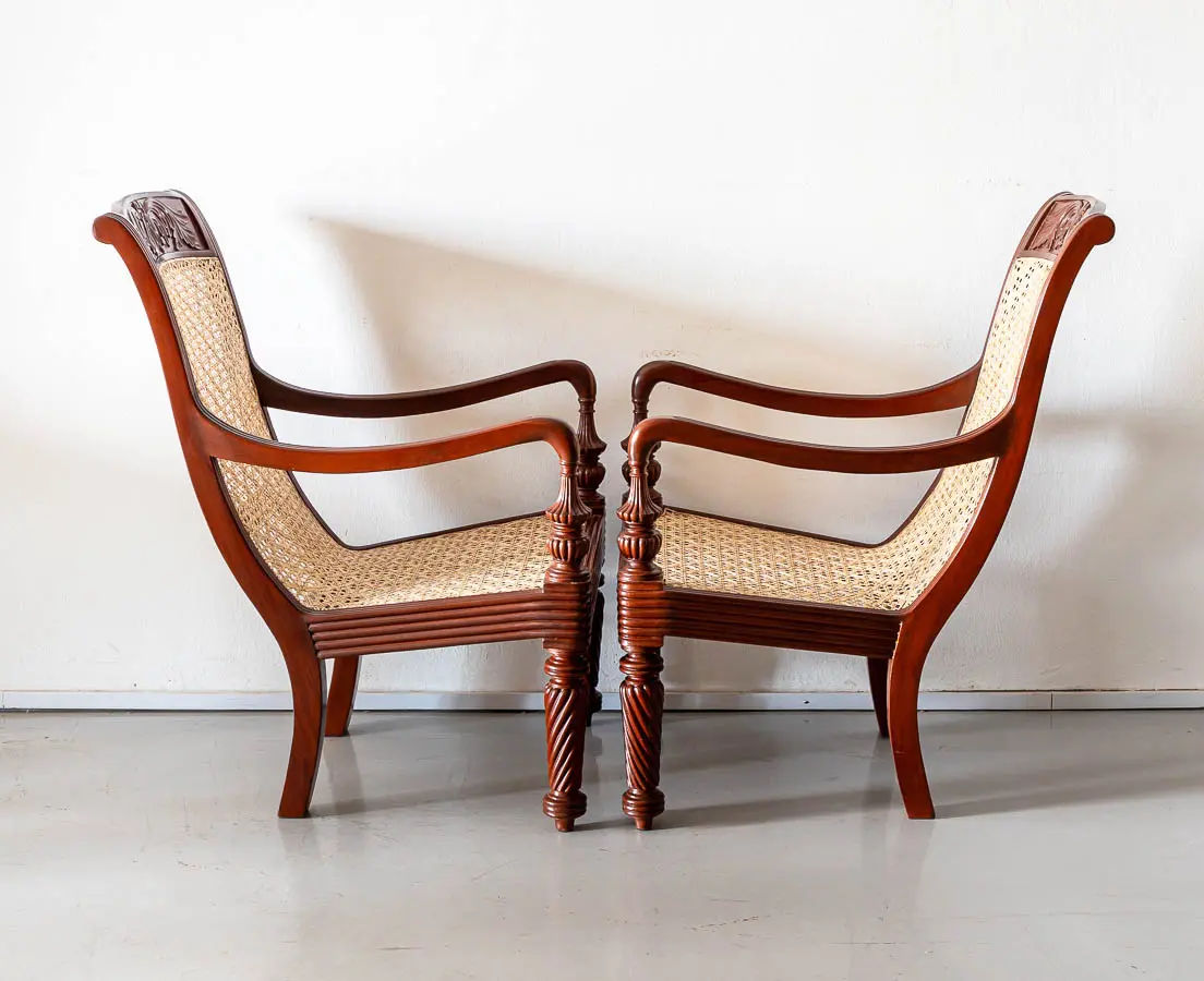 Antique British Colonial Library Chairs - The Past Perfect Collection