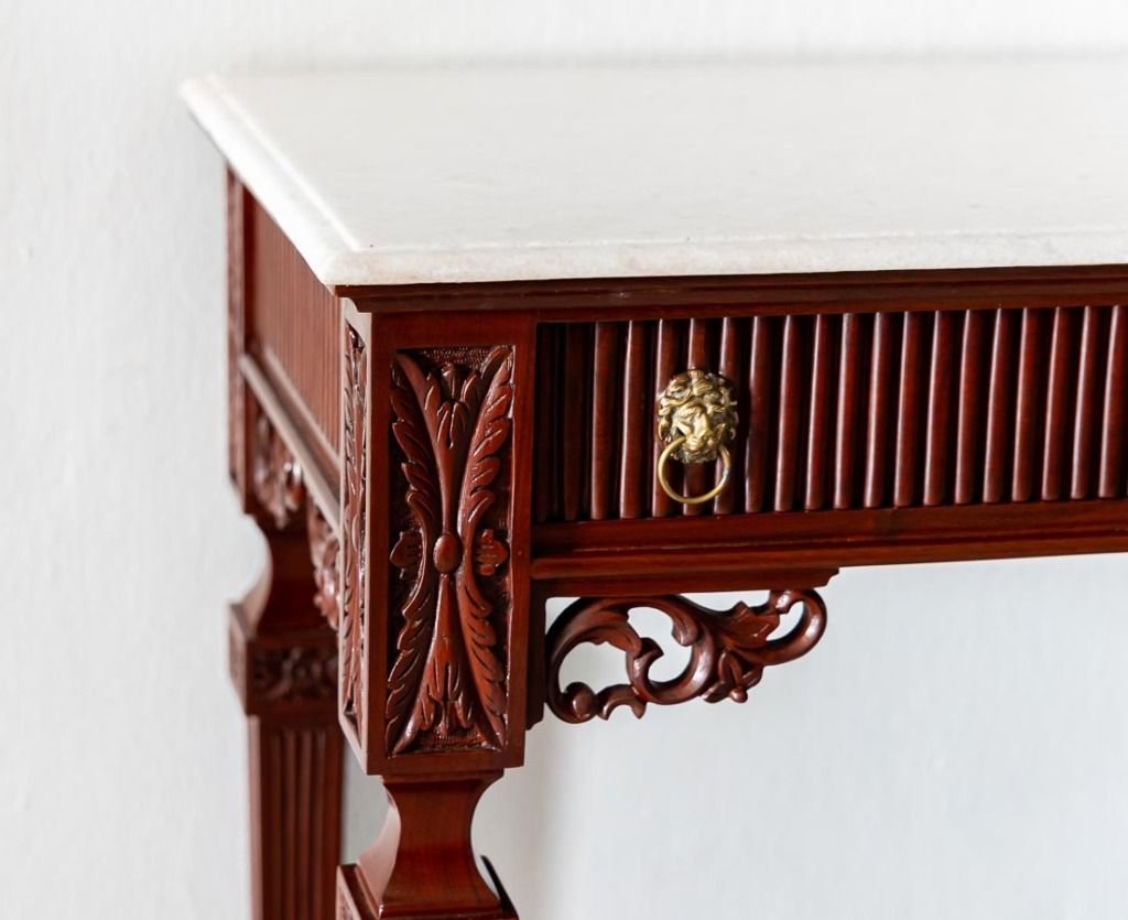 Antique British Colonial Console Table with Marble Top - The Past ...