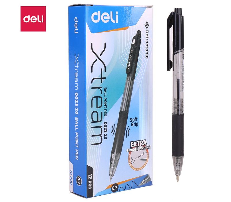 კალამი ბურთულიანი Bullet tip 0.7mm BLACK Q02320,DELI | ყოჩაღები